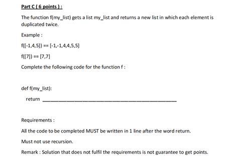 solved python part c 6 points the function f my list