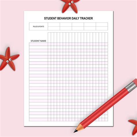 Student Behavior Daily Tracker Printable Template Behavior Record