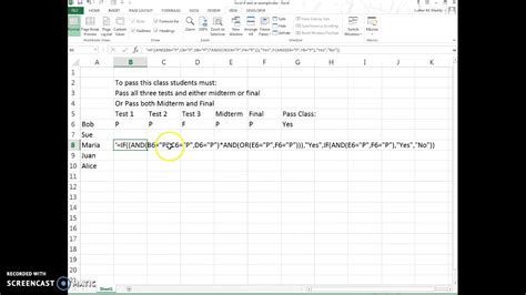 Excel Using The If Function With And Or And Nesting Youtube