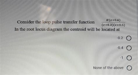 solved k z 0 6 consider the loop pulse transfer function