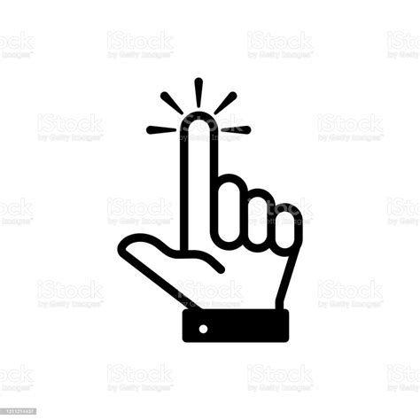 트렌디 한 윤곽 스타일 디자인의 핸드 클릭 아이콘 벡터 그래픽 그림입니다 웹 사이트 디자인 로고 앱 및 Ui 스톡 일러스트레이션을 보려면 기호를 클릭합니다 가리키기에 대한