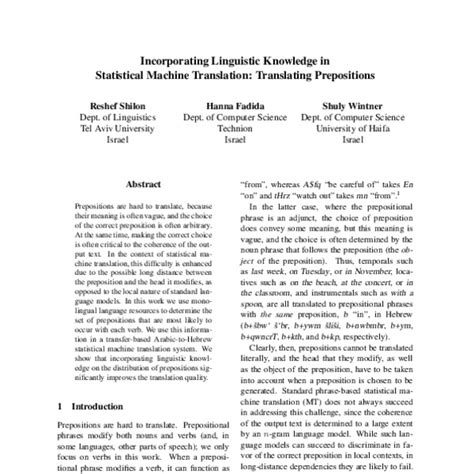 Incorporating Linguistic Knowledge In Statistical Machine Translation