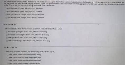 solved for the next five questions use the is mp model with