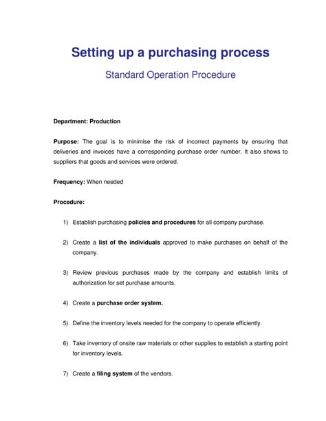How To Setup A Purchasing Process Template Free Word And Pdf