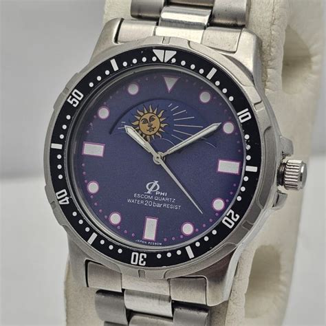 Phi Escom Quartz Moon Phase Vintage Mens Watch Watches Pool