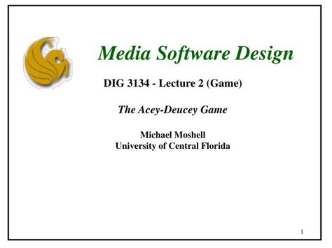 PPT DIG 3134 Lecture 2 Game The Acey Deucey Game Michael Moshell