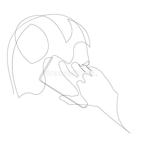 Young Man Is Talking On A Mobile Phone Drawing One Continuous Line