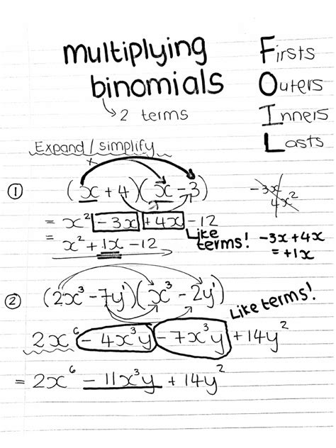 Algebra Multiplying Binomial And Binomial Pdf
