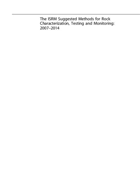 Pdf The Isrm Suggested Methods For Rock Characterization Testing And