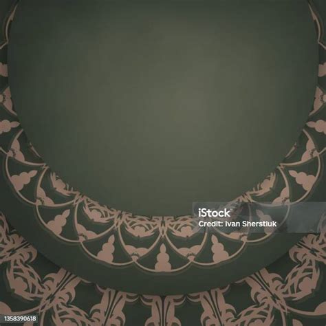 디자인에 고급스러운 갈색 장식과 녹색 색상의 엽서 템플릿 0명에 대한 스톡 벡터 아트 및 기타 이미지 0명 메뉴판 배경 주제 Istock