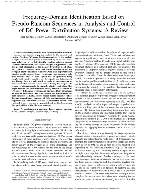 Pdf Frequency Domain Identification Based On Pseudo Random Sequences In Analysis And Control