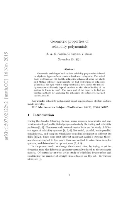 Pdf Geometric Properties Of Reliability Polynomials