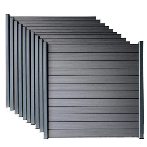 Lh Ep Complete Kit 6 Ft X 6 Ft Gray Wpc Composite Fence Panel Wbottom Squared Holders And