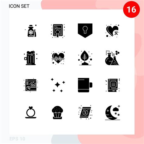 User Interface Pack Of Basic Solid Glyphs Of Drink Heart Awareness