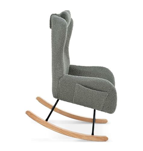 Fuhomtre 팔걸이가 있는 모던 흔들 의자 높이 조절 가능한 헤드레스트 싱글 소파 의자 두꺼운 쿠션 포함 티몬