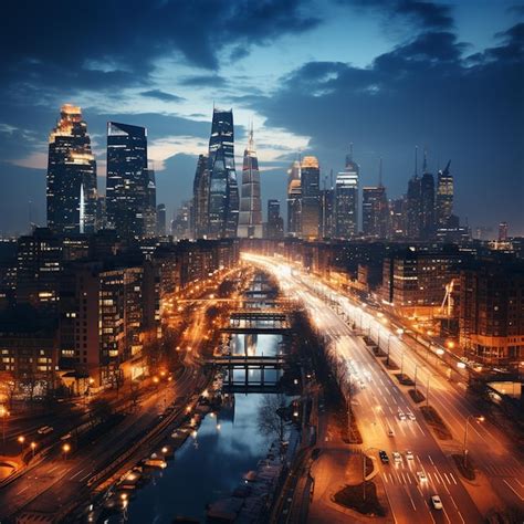 Cityscape With Motion Blur Premium Ai Generated Image