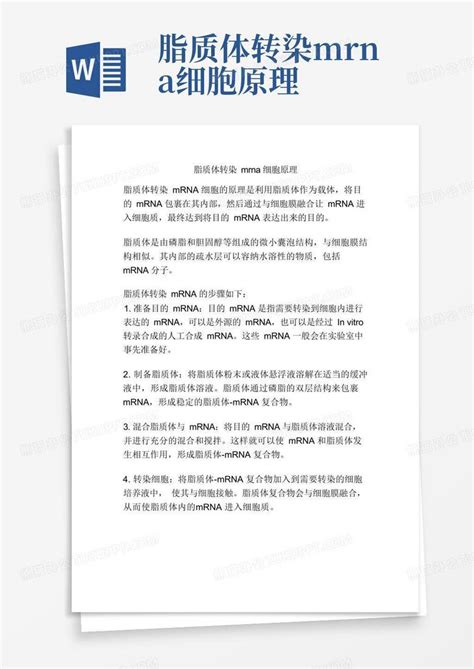 脂质体转染mrna细胞原理word模板下载编号qvangajj熊猫办公