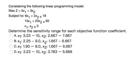 Solved Considering The Following Linear Programming Model