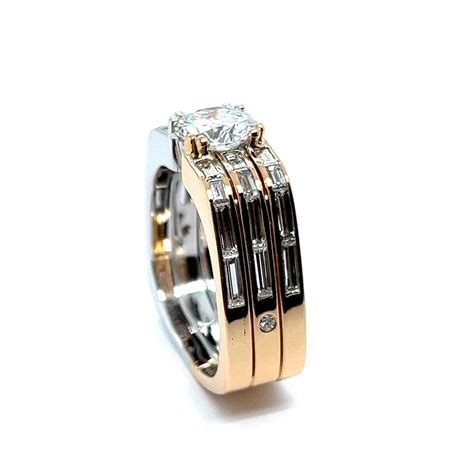 Graphic Diamond Ring In 18 Karat White And Red Gold By Binder For Sale