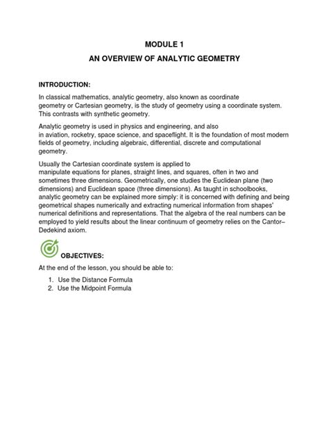 Module 1 Analytic Geometry Pdf Analytic Geometry Line Geometry