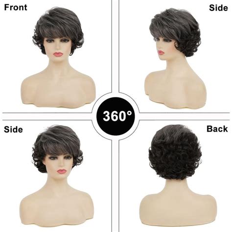 Sallcks Short Curly Grey Wigs For Women Soft Synthetic Heat Resistant