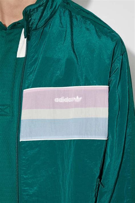 Суичър Adidas Originals 80s Nylon Archive 3 Stripes Track Top в зелено