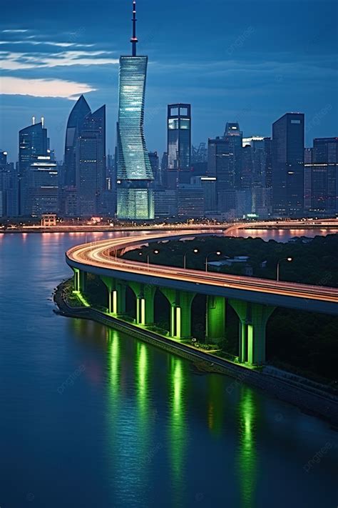 上海城市景觀與天際線和橋樑背景圖桌布手機桌布圖片免費下載 Pngtree