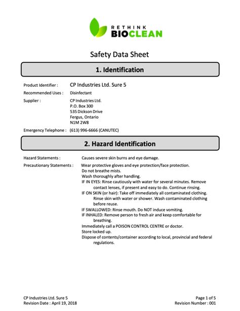 Safety Data Sheets Rethink Bioclean