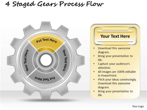 Business Ppt Diagram Stages Gears Process Flow Powerpoint Template PowerPoint Slide