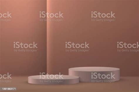 로즈 골드 럭셔리 배경에 3d 현실적인 연단 또는 받침대 0명에 대한 스톡 벡터 아트 및 기타 이미지 0명 가정의 방 기하 도형 Istock