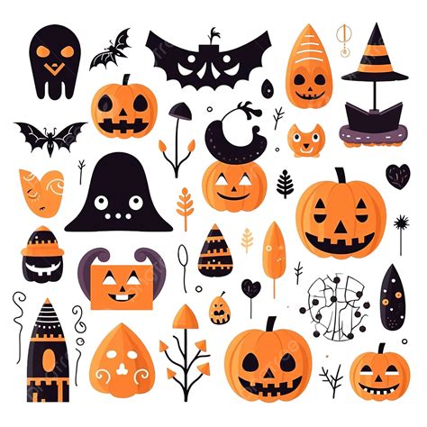 할로윈 요소 귀엽고 재미있는 평면 그림 보육 디자인 세트 호박 할로윈 만화 할로윈 해골 Png 일러스트 및 이미지 에 대한 무료 다운로드 Pngtree