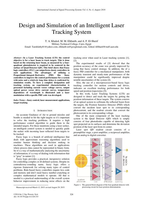 Pdf Design And Simulation Of An Intelligent Laser Tracking System