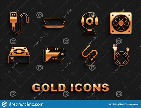 Set Video Graphic Card Computer Cooler Electric Plug Mouse Web Camera Usb Cable Cord And