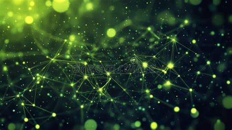 Abstract Green Network With Glowing Points And Lines Stock Illustration