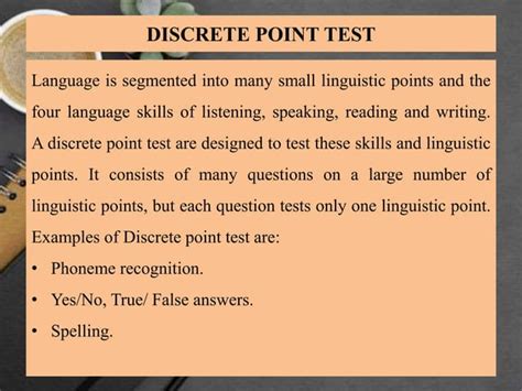 Assessment Discrete Point Test Integrative Testing Performance Based Assessment And