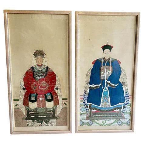 Pair Of Large Chinese 19th Century Ancestor Portraits For Sale At 1stdibs
