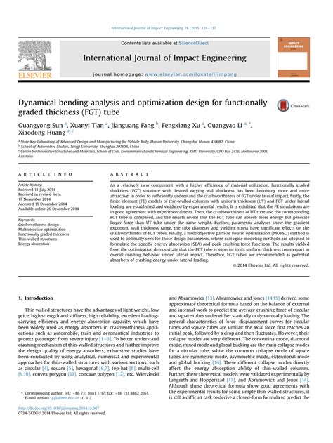 Pdf Dynamical Bending Analysis And Optimization Design For