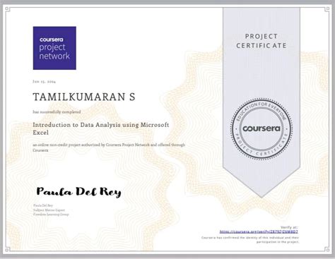 Completed Data Analysis Course Tamilkumaran S Posted On The Topic