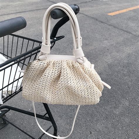 Aaby 여성을 위한 새로운 패션 밀짚 핸드백 고품질 숙녀 어깨 여름 해변 가방 2021 여름 가방