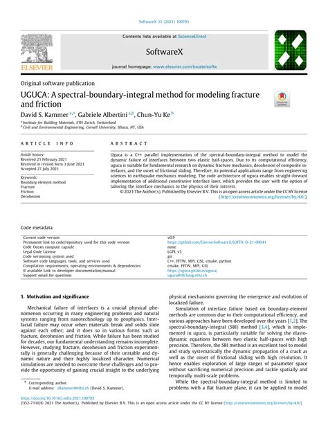 Pdf Uguca A Spectral Boundary Integral Method For Modeling Fracture And Friction