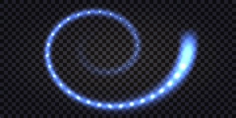 눈부신 빛 소용돌이 레이저 빛 효과가있는 파란색 네온 나선형 트레일 천둥 볼트 및 반짝이는 불꽃 어두운 배경에서 고립 된 역동적 인 흔적을 날리고 있습니다 벡터 일러스트