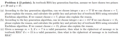 solved problem 4 2 points in textbook rsa key generation