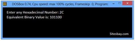 C Program To Convert Hexadecimal To Binary C Program
