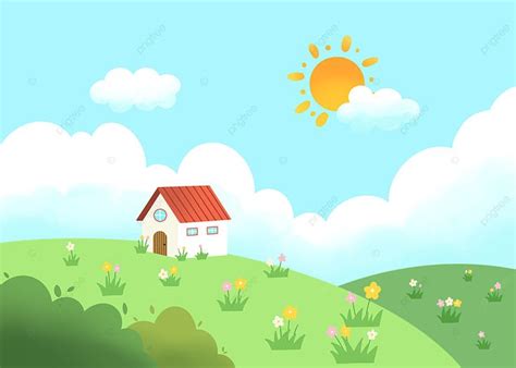 ภาพพื้นหลังการ์ตูนธรรมชาติในฤดูใบไม้ผลิ