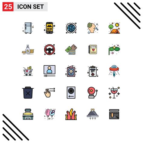 User Interface Pack Of 25 Basic Filled Line Flat Colors Of Camping Virus Global Runny Allergy