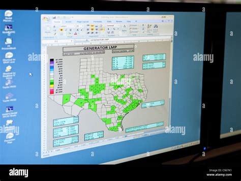 Map Of Texas On Computer Inside Command Center Of The Electric Reliability Council Of Texas