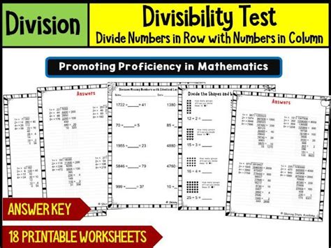 Divisibility Test Divide Numbers In Row With Numbers In Column Worksheets Math Problems