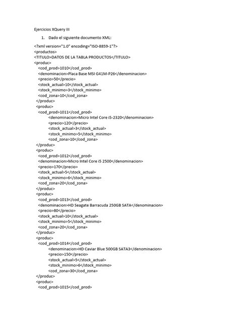 Ejercicios Xquery Iii Con Solucion Pdf Computadoras Personales