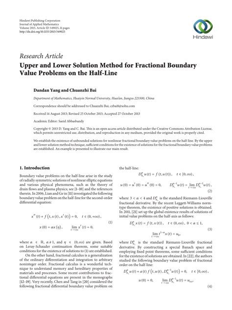 Pdf Upper And Lower Solution Method For Fractional Boundary Value Problems On The Half Line
