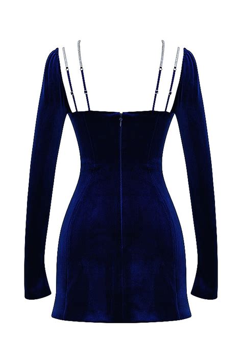 Clothing Mini Dresses Mistress Rocks Midnight Blue Crystallised Mini Dress